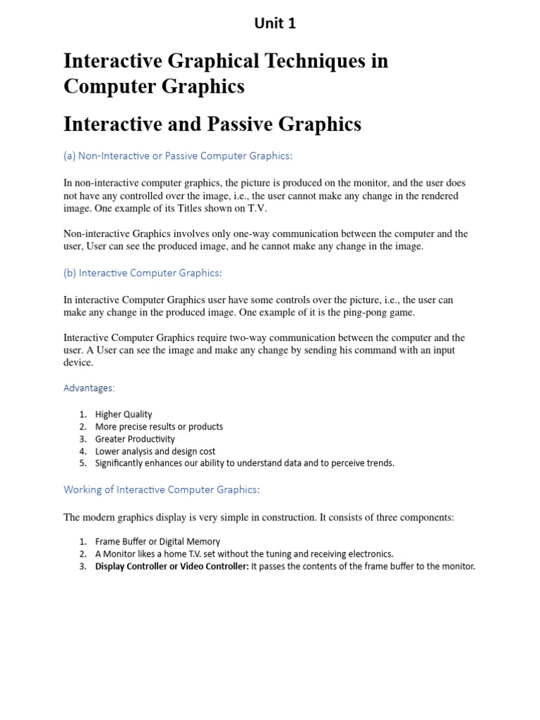 Computer GRaphics Unit 1 | PDF | Computer Graphics | Computer Monitor