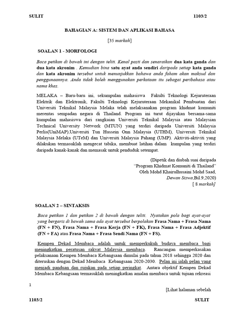 Pat T4 BM Kertas 2 2022 | PDF