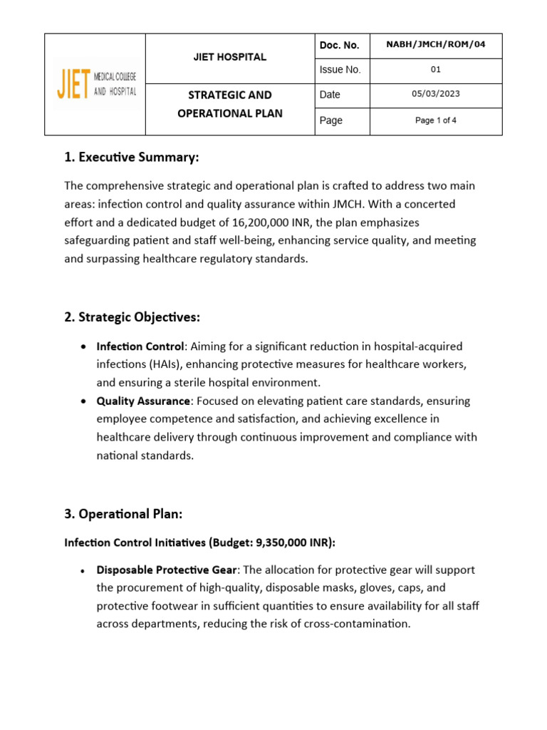 Strategic and Operational Plan | PDF | Health Care | Public Health