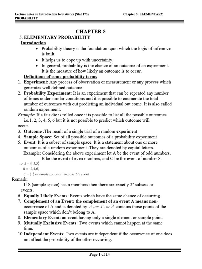 Chapter-5-Elementary Probability | PDF | Probability | Randomness