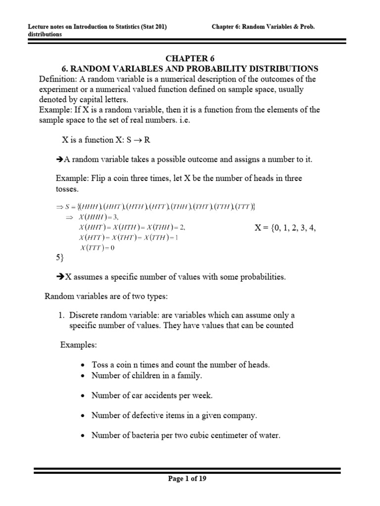 Chapter-6-Random Variables & Probability Distributions | PDF | Probability Distribution | Normal ...