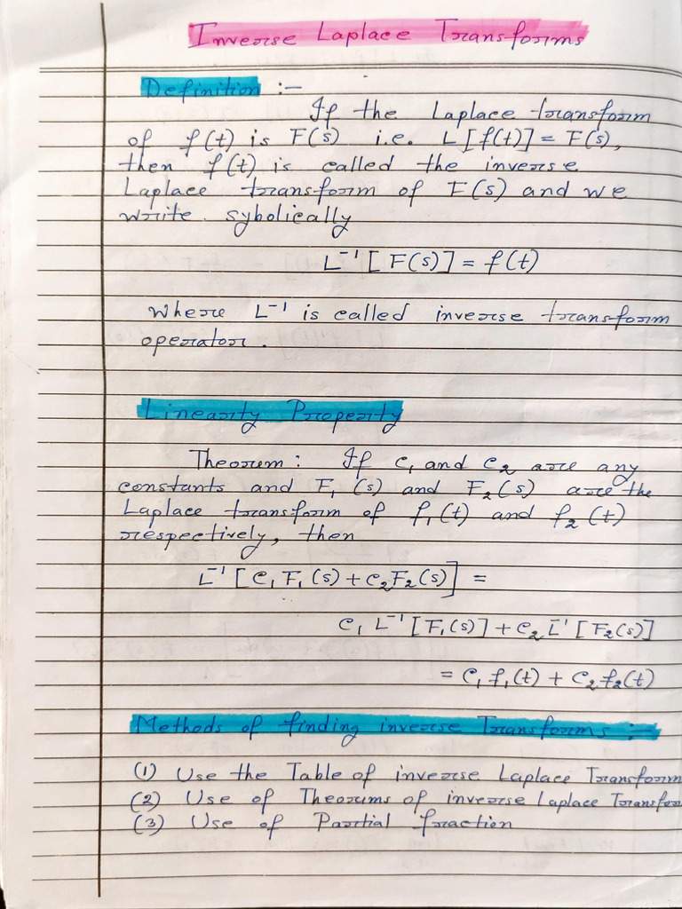 (M-III) Unit 2 Inverse Laplace Transform | PDF