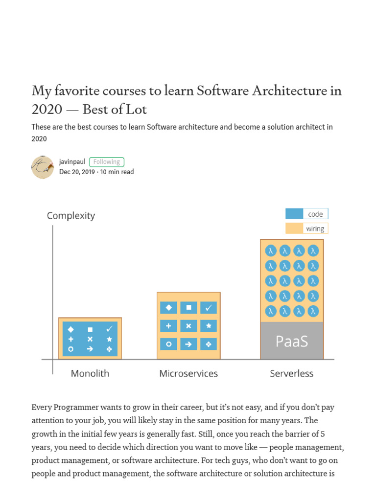 My Favorite Courses To Learn Software Architecture in 2020 - Best of Lot | PDF | Computer ...
