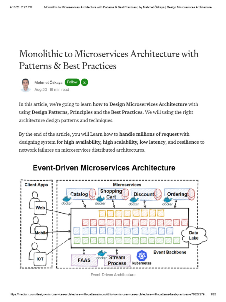 Monolithic To Microservices Architecture With Patterns And Best Practices Pdf Design Systems