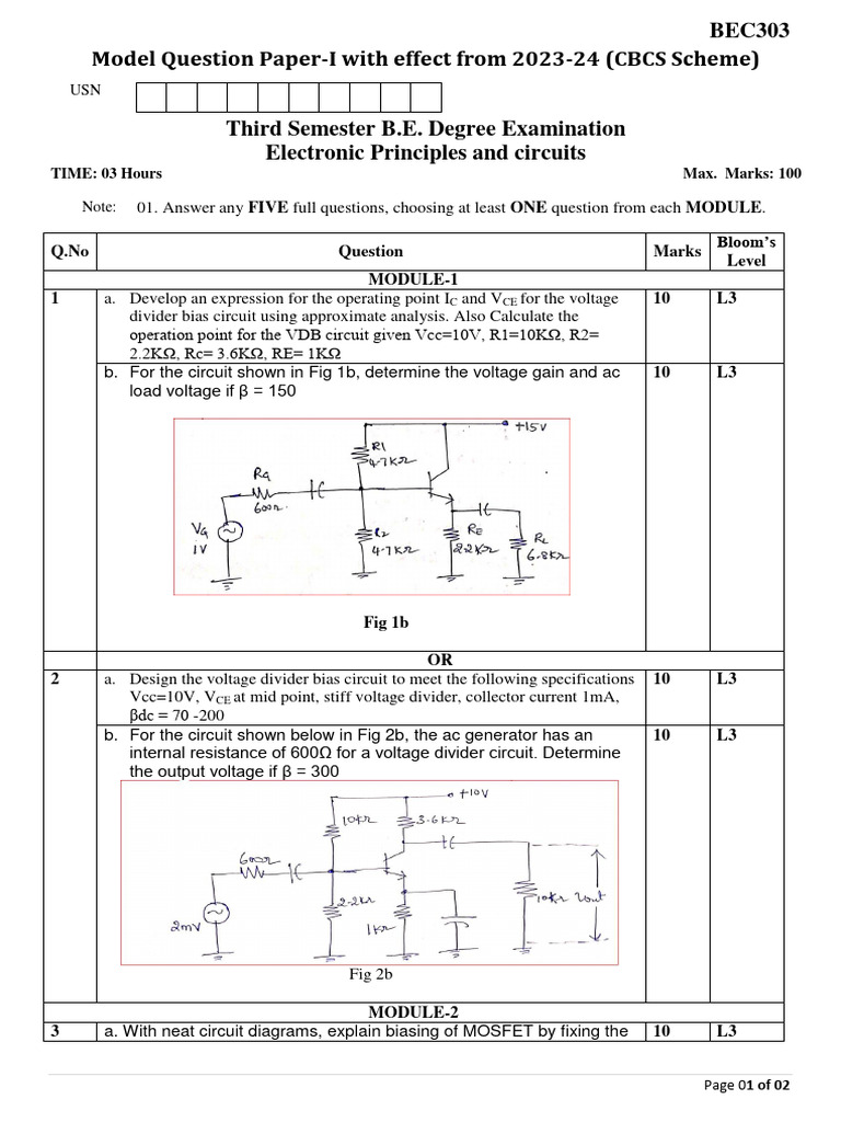 BEC303 Set1 | PDF | Electronic Oscillator | Amplifier