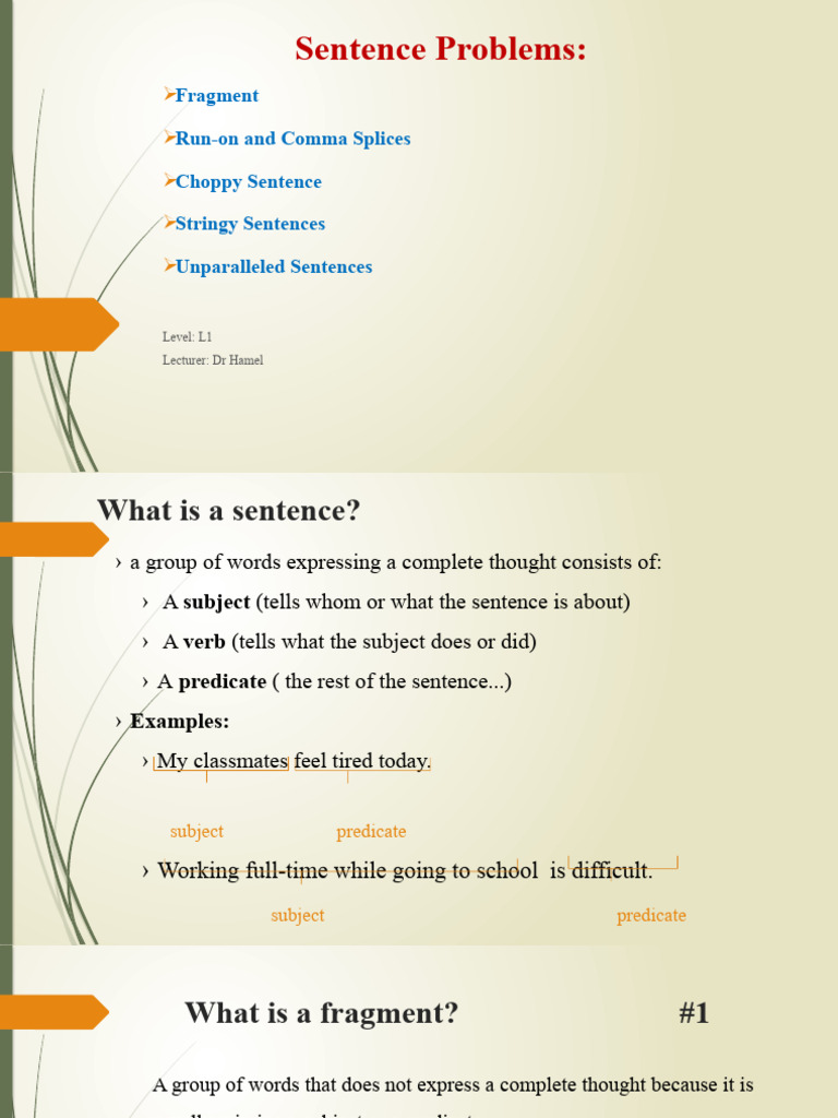 Fixing Run-Ons and Fragments | PDF | Sentence (Linguistics) | Subject ...