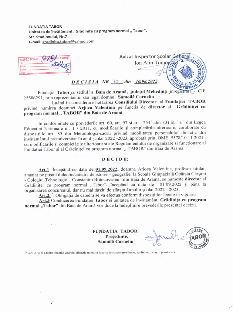 Decizie Încadrare | PDF