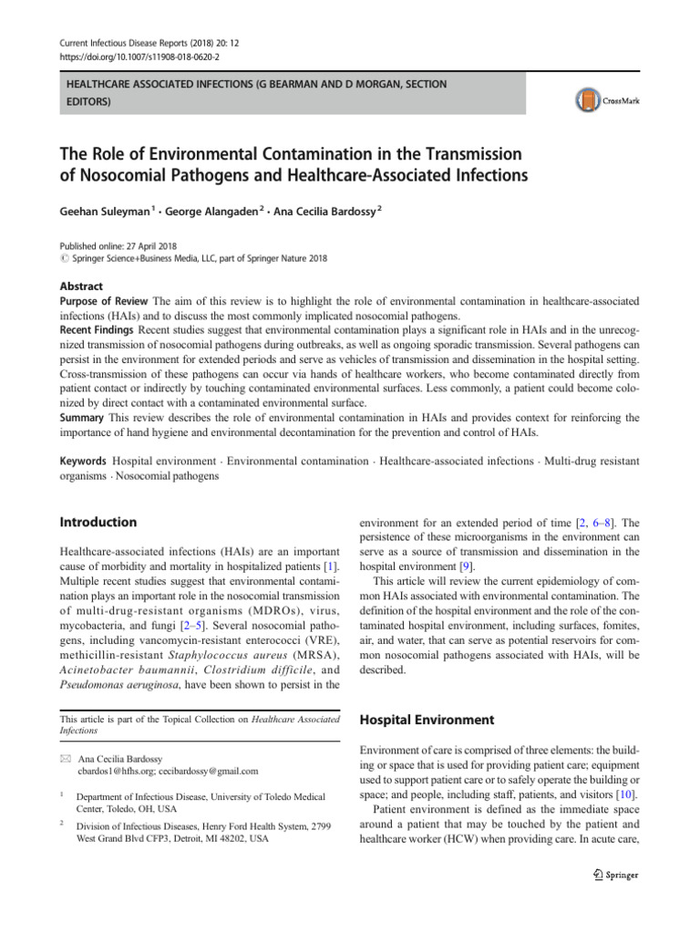 The Role of Environmental Contamination in The Transmission of ...