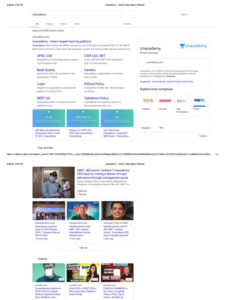 Unacademy - Yahoo India | PDF | Cyberspace | World Wide Web