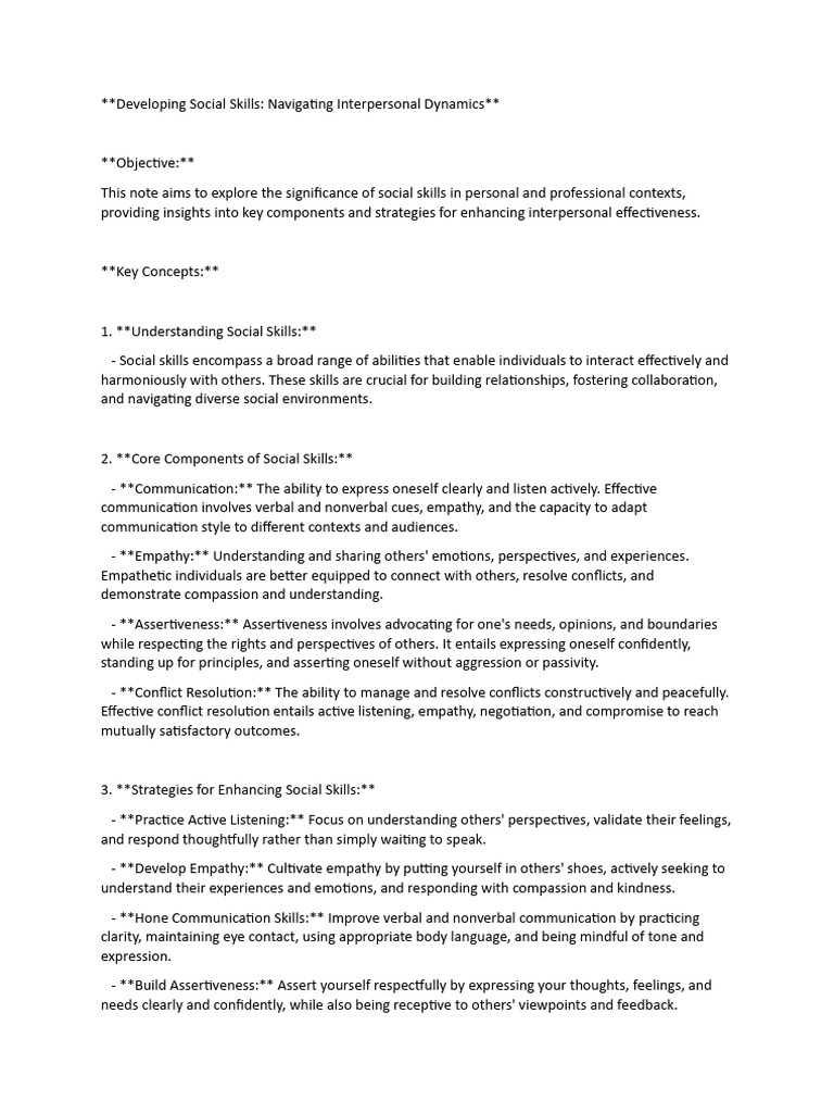 Developing Social Skills | PDF | Social Skills | Empathy