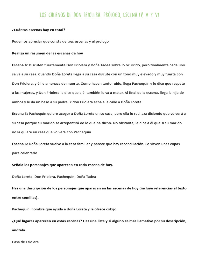Resumen de "Los cuernos de Don Friolera" | PDF