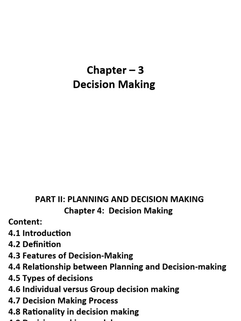 Chapter - 4 - Decision Making | Download Free PDF | Decision Making | Rationality