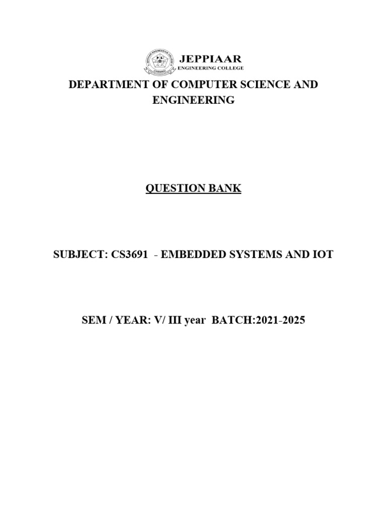 CS3691 Embedded System and Iot | PDF | Microcontroller | Random Access ... CS3691 Embedded System and Iot | PDF | Microcontroller | Random Access ...