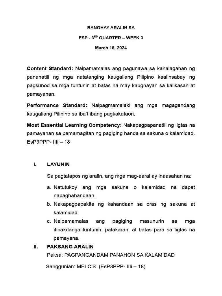 Esp Lesson Plan | PDF