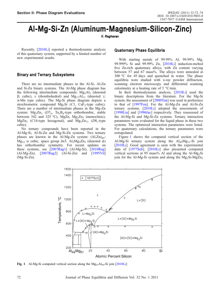 Al-Mg-Si-Zn Phase Diagram Analysis | PDF | Phase Diagram | Magnesium