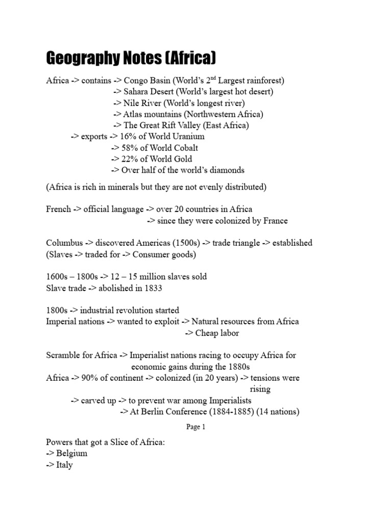 Africa's Geography and Colonial Legacy | PDF | Africa | Economies