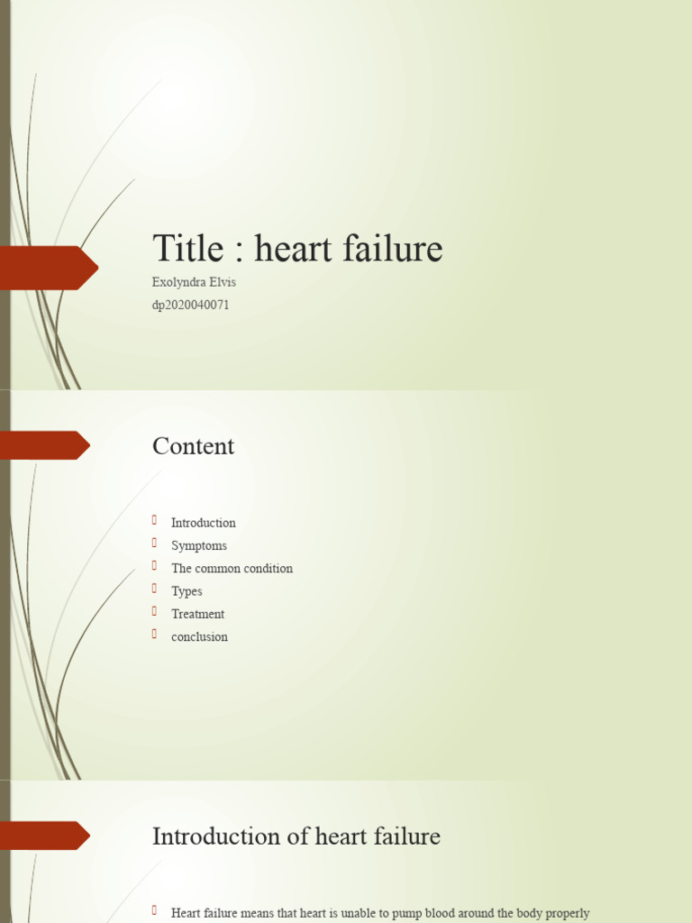 Heart Failure - Presentation | PDF | Wellness