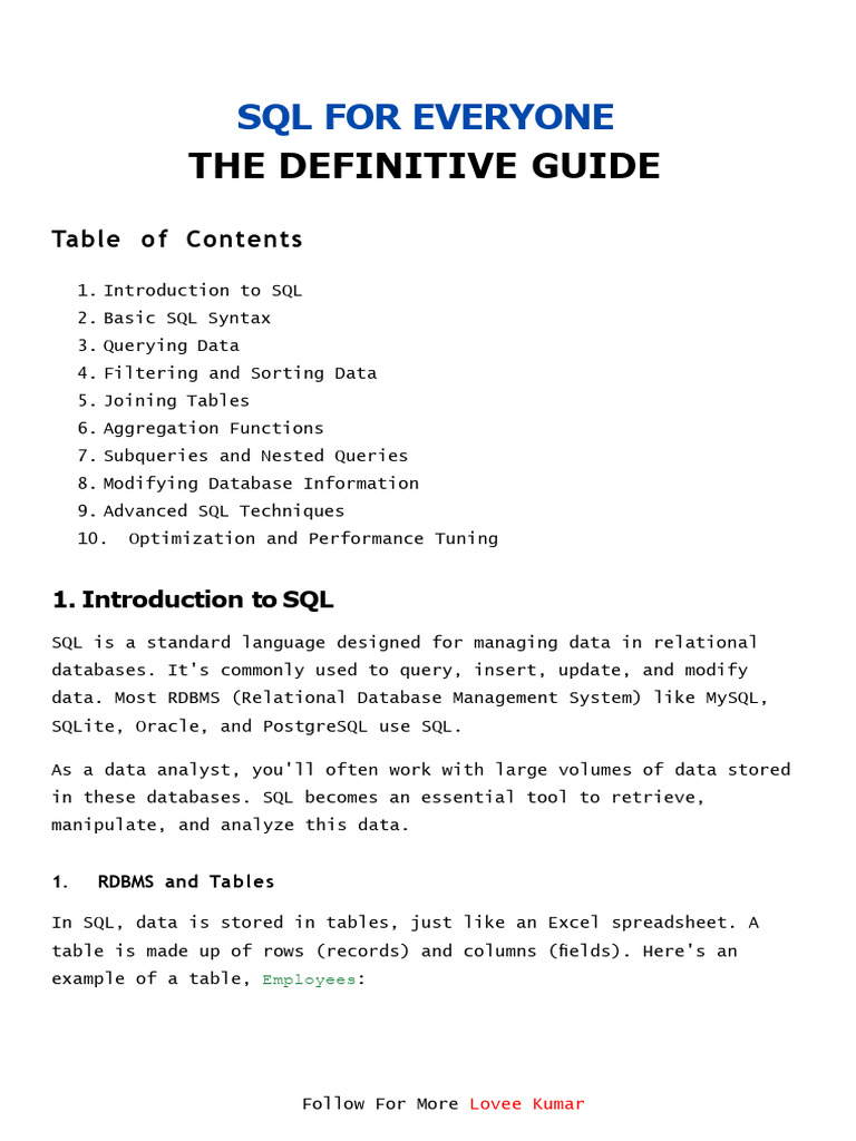 SQL for Everyone | PDF | Sql | Relational Database