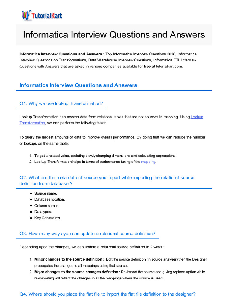 Informatica Interview Question | Download Free PDF | Parameter (Computer Programming ...