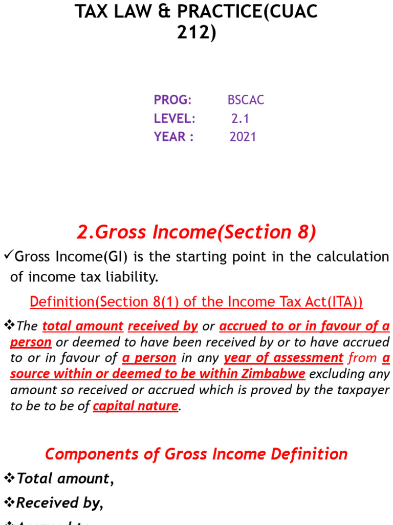 Gross Income Definition Lecture Summary (All) | PDF | Taxes | Double ...