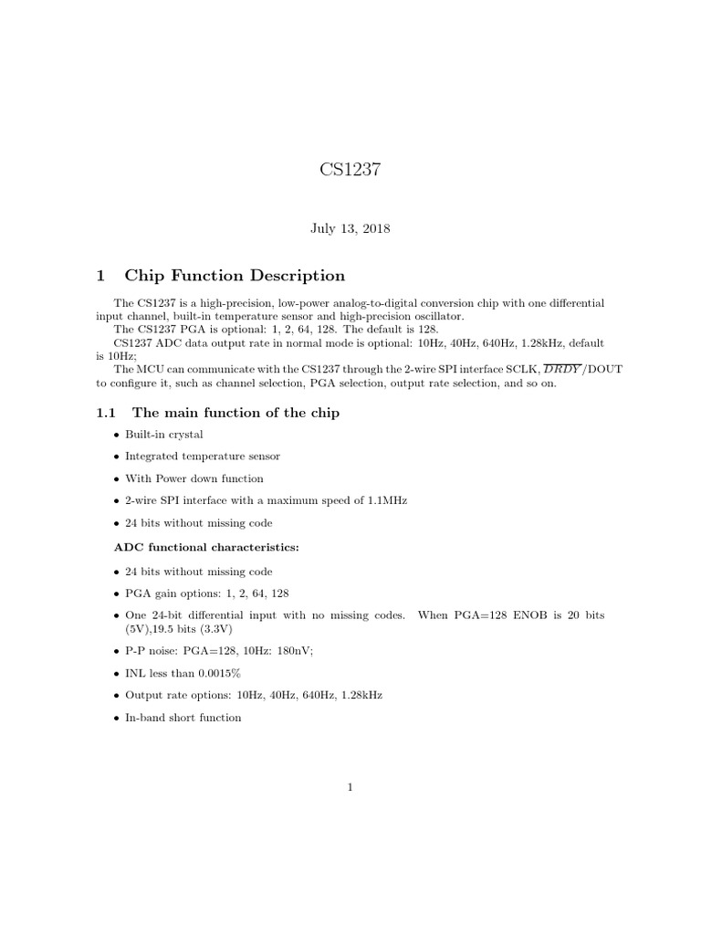 cs1237_datasheet | PDF | Analog To Digital Converter | Amplifier