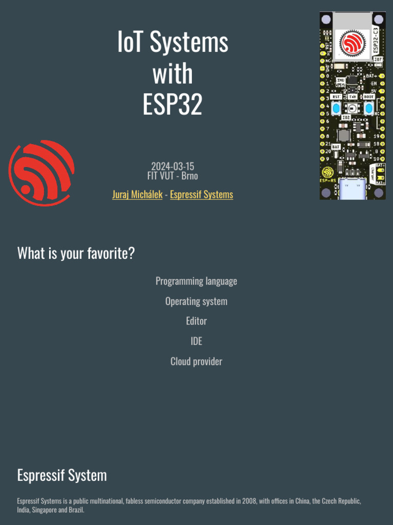 2024 03 15 Iot Systems With Esp32 | PDF | Computer Engineering | Computer Science