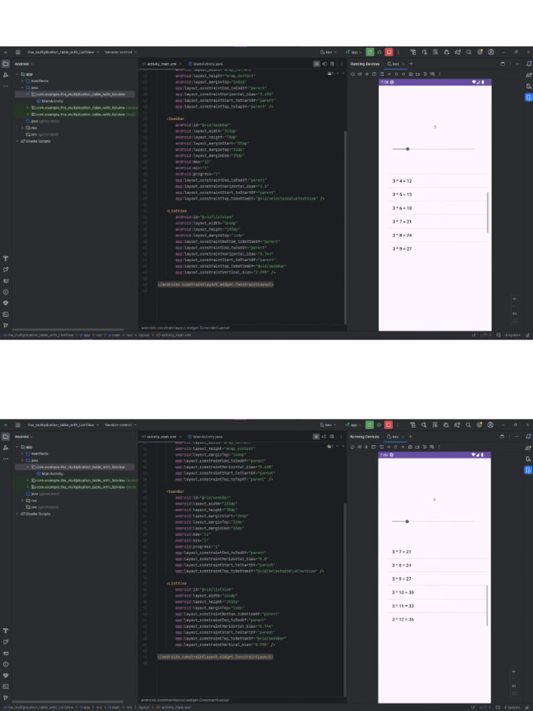 The Multiplication Table With ListView | PDF