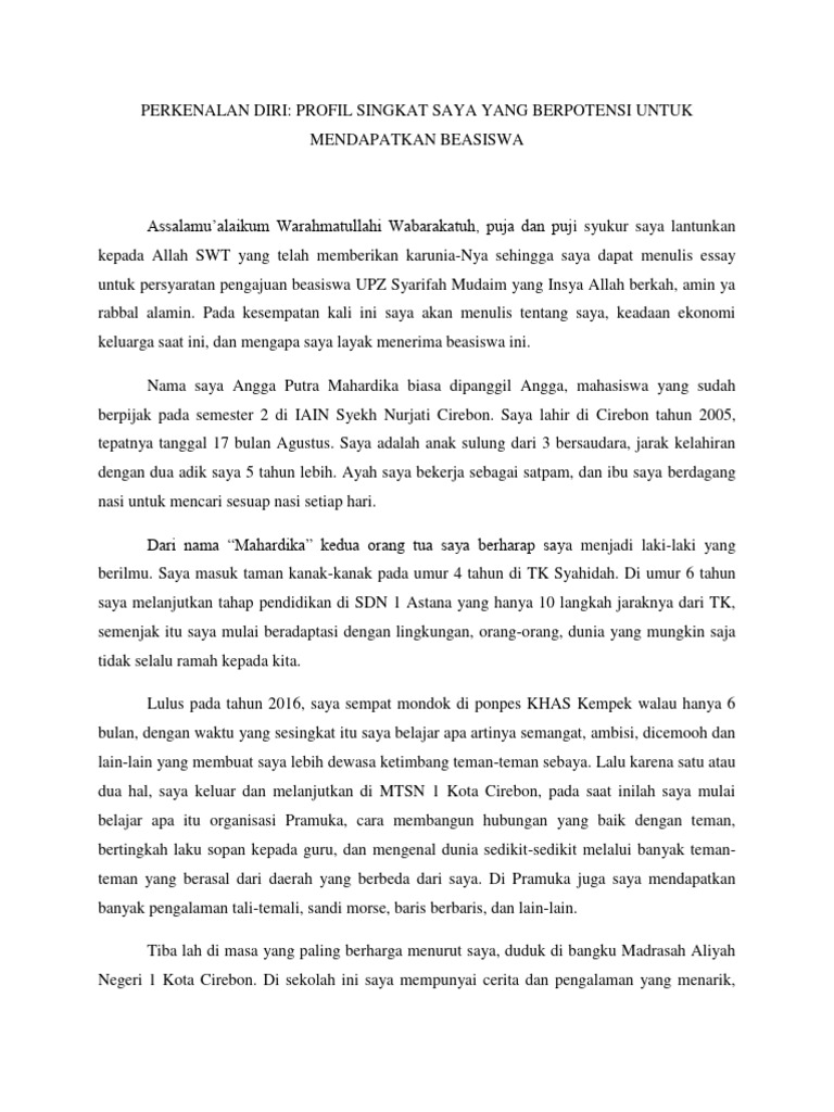 Esai Perkenalan Diri | PDF | Karier & Perkembangan | Pengembangan Diri