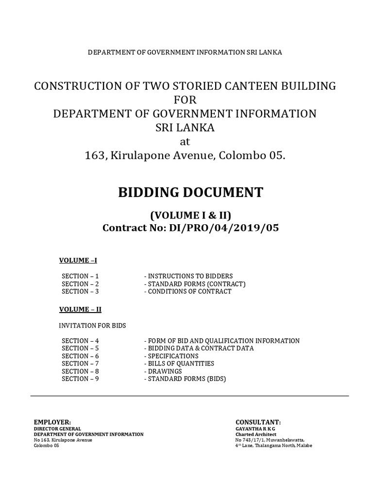 BIDDING DOC - SBD 01 - Department of Government Information Sri Lanka | PDF | Electrical Wiring ...