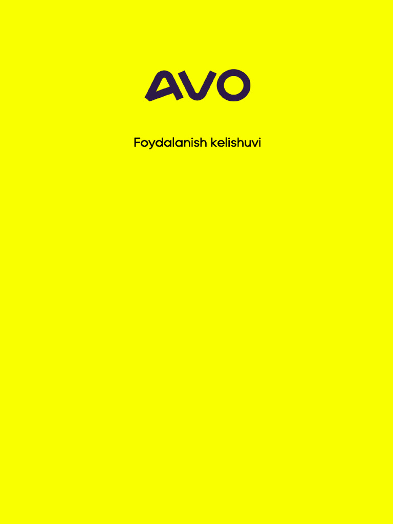 AVO User Agreement Uz | PDF