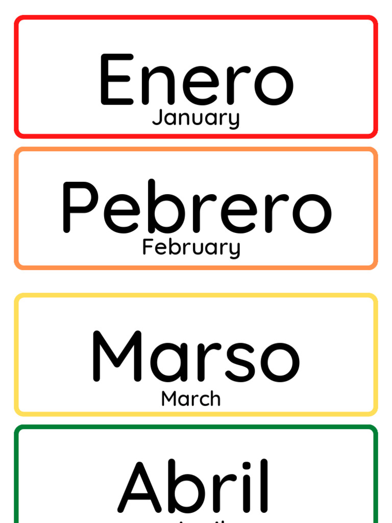 Simple Colorful Months of The Year Flashcards | PDF