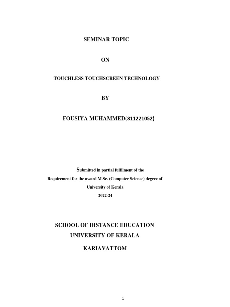 Seminar 1 | PDF | Touchscreen | Human–Computer Interaction