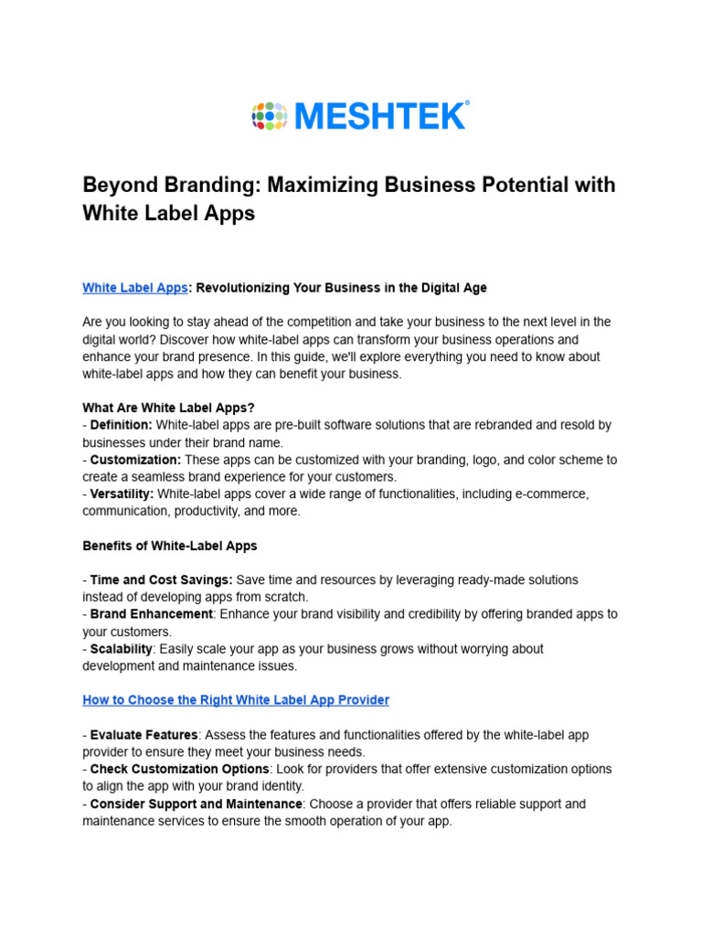 Beyond Branding - Maximizing Business Potential With White Label Apps ...