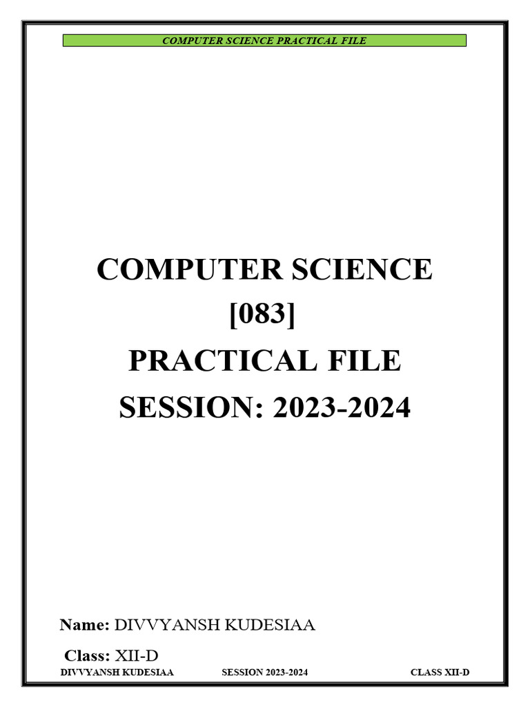 D Practical File 2 | Download Free PDF | Computer Program | Programming
