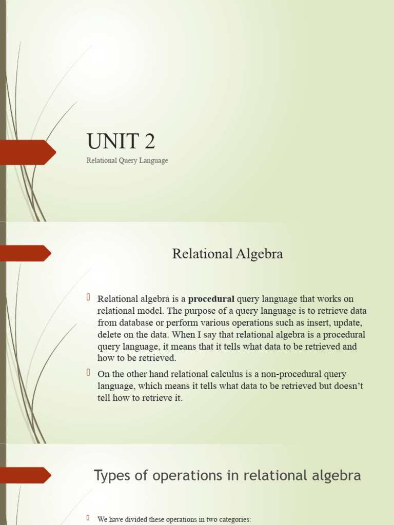 Unit2 Relational Algebra | Download Free PDF | Relational Model | Applied Mathematics