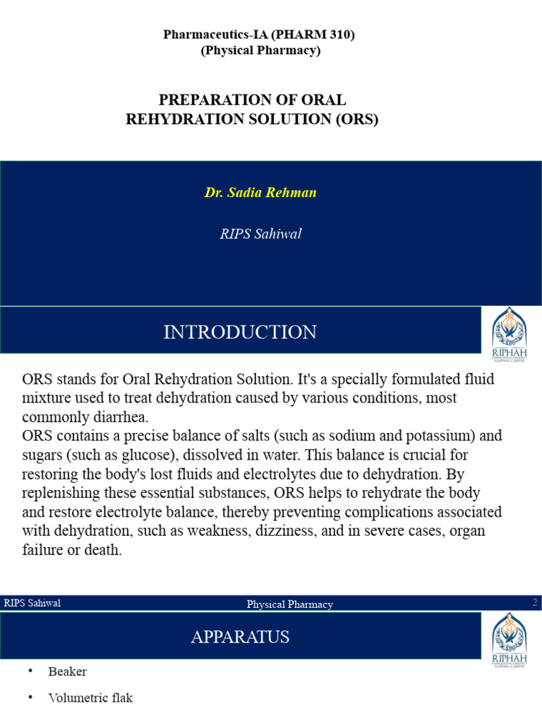 Oral Rehydration Solution Preparation Guide | PDF | Dehydration ...
