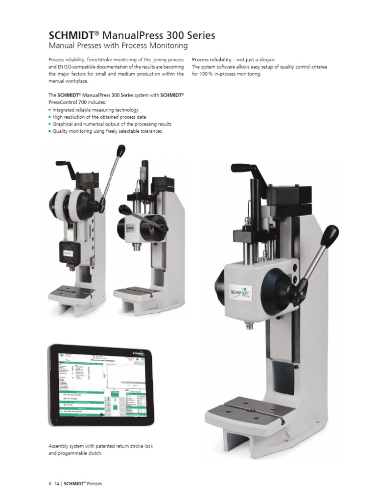 SCHMIDT Manual Press With Monitoring With Accessories | PDF