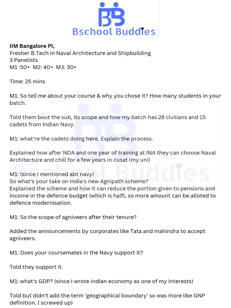 IIM Bangalore Interview Transcript | PDF | Option (Finance) | Telegraphy