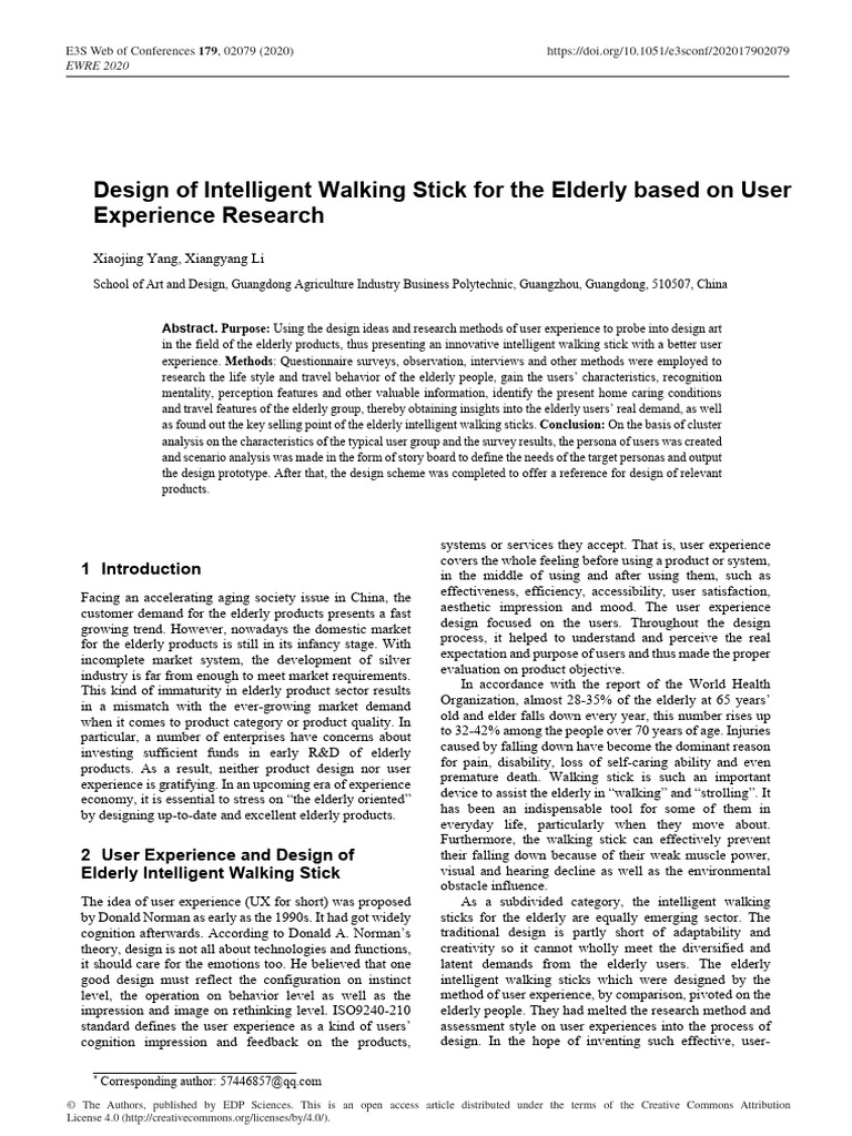 Design of Intelligent Walking Stick For The Elderl | PDF | Experience ...