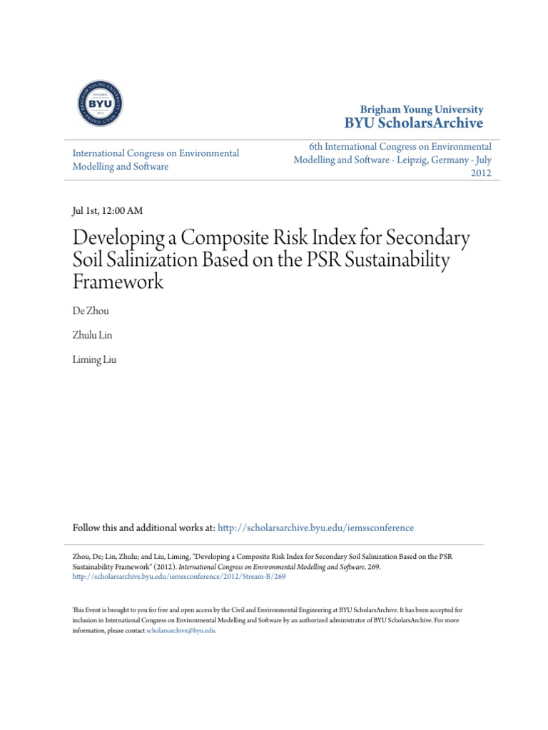 Developing A Composite Risk Index For Secondary Soil Salinization | PDF | Risk | Agriculture