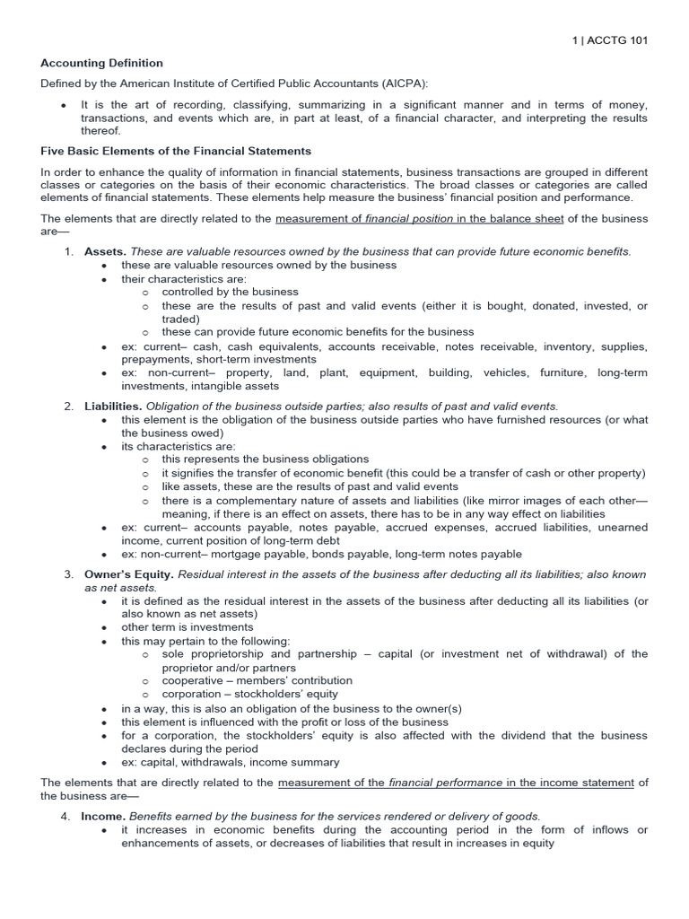 ACCTG 1st Sem Prelim Notes | PDF | Income | Expense ACCTG 1st Sem Prelim Notes | PDF | Income | Expense