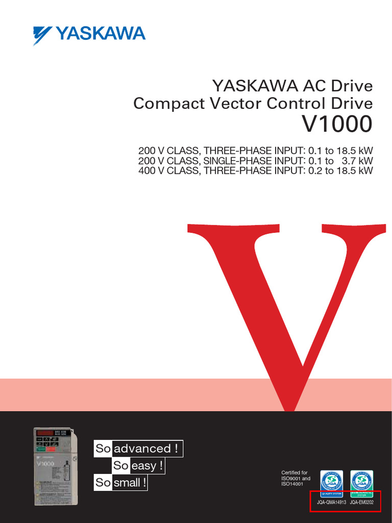 CIMR Series Yaskawa-V1000-Catalog | Download Free PDF | Electric Motor | Programmable Logic ...