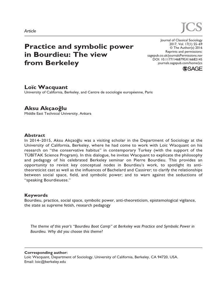 Practice and Symbolic Power Bourdieu | PDF | Sociology | Rationalism