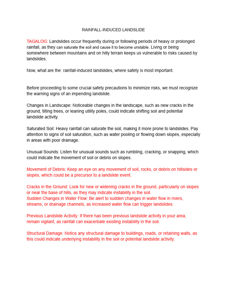 Rainfall Induced Landslide | PDF | Landslide | Disasters