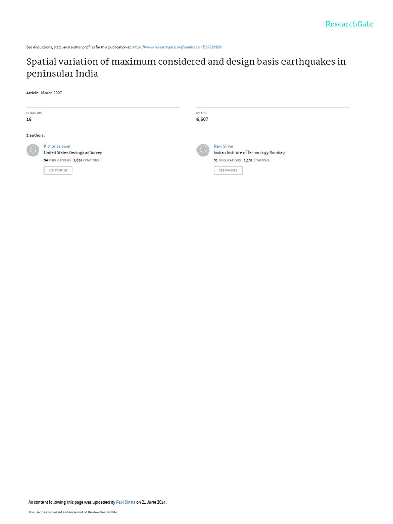Spatial Variation of Maximum Considered and Design | PDF | Earthquakes ...