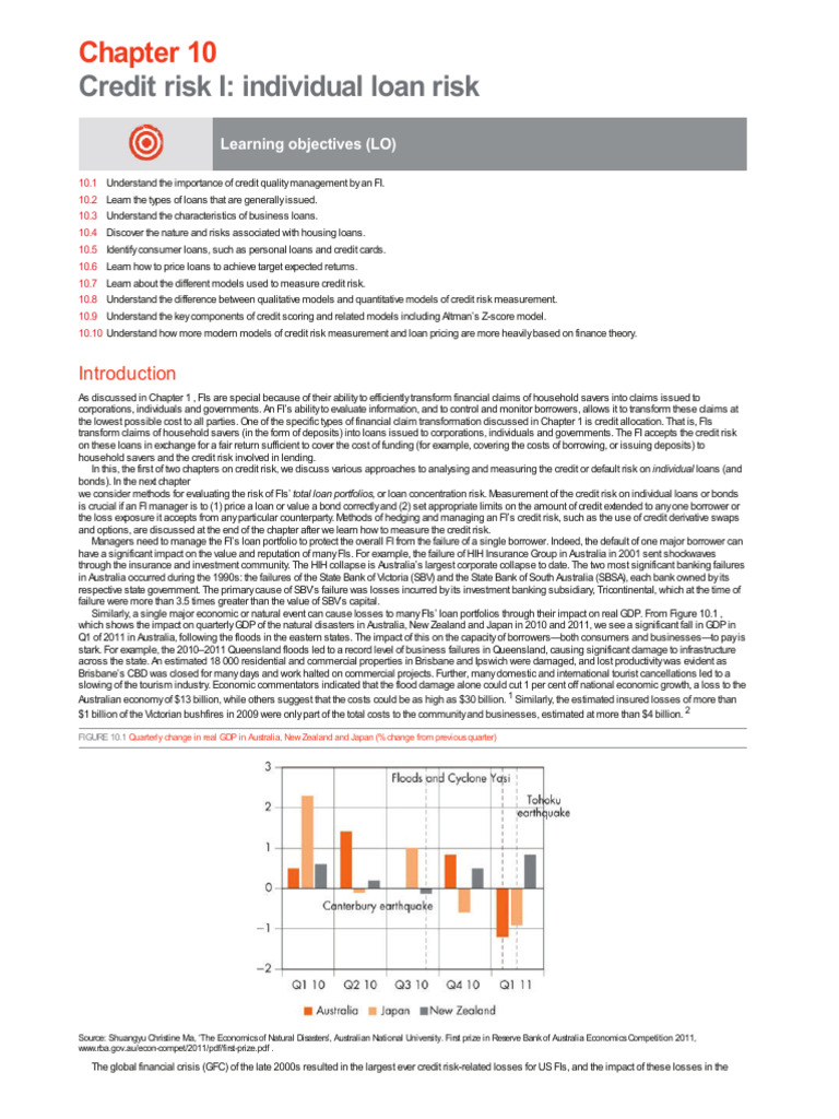 Chapter 10 - Credit Risk I - Individual Loan Risk | PDF | Computers