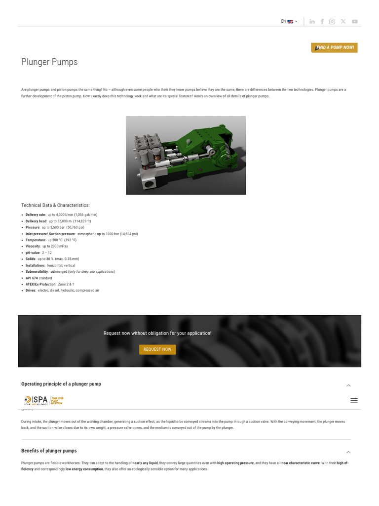 Plunger Pumps: Types and Applications | PDF | Pump | Continuum Mechanics