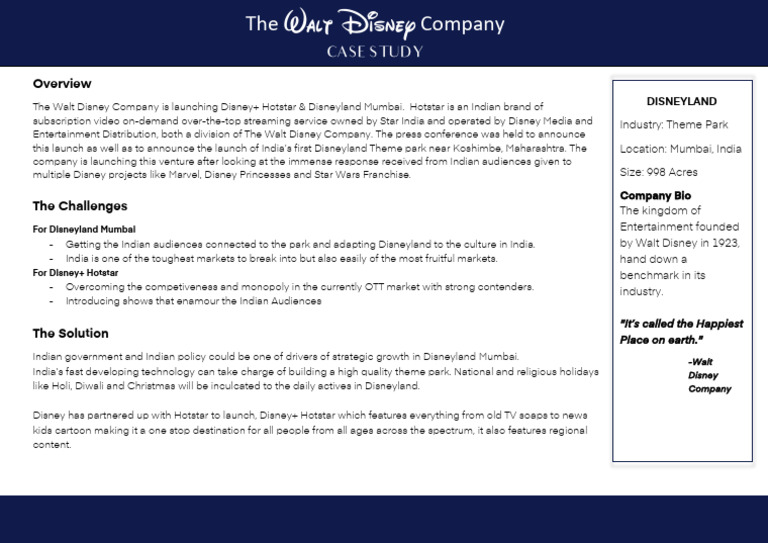 Ccpr Case Study Pdf The Walt Disney Company Disneyland