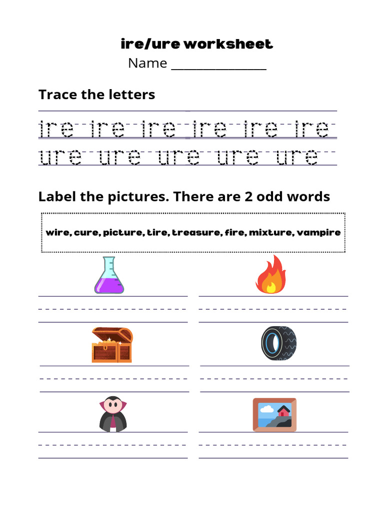 Ire and Ure Phonics Worksheet | PDF