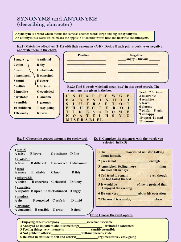 Synonyms and Antonyms | PDF | Lexical Semantics Synonyms and Antonyms | PDF | Lexical Semantics